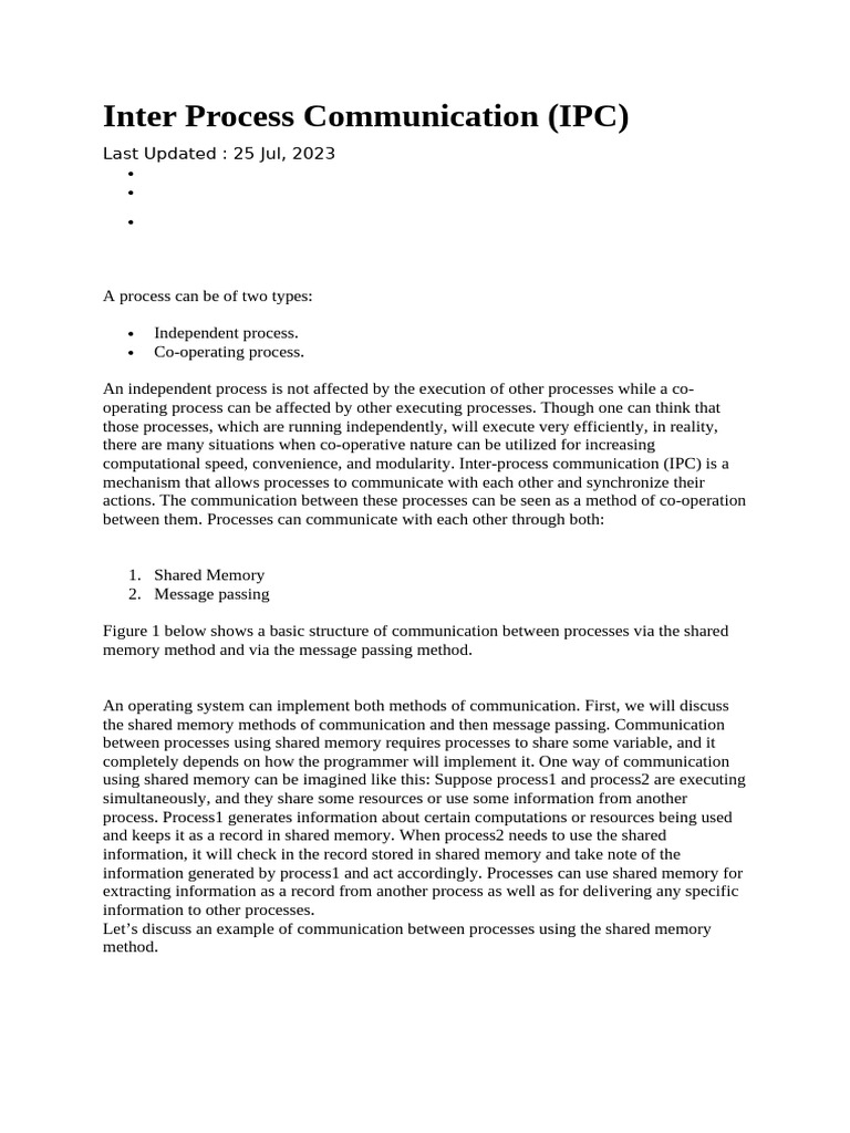 Inter Process Communication | PDF