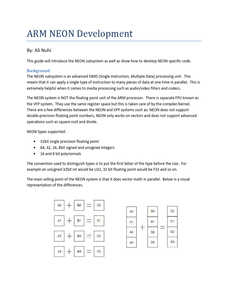ARM NEON Development | PDF