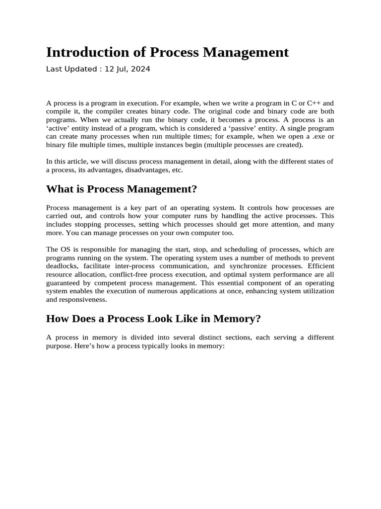 Introduction of Process Management | PDF