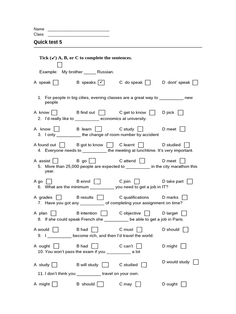 COMPLETE QUICKTEST UNIT 5 | PDF