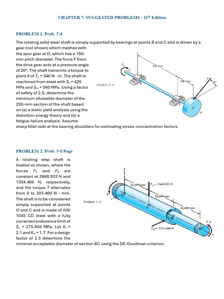Shaft Design Problems and Solutions | PDF | Gear | Force