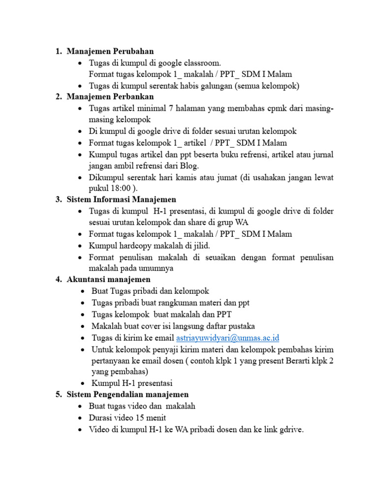 Ketentuan Tugas Matkul | PDF