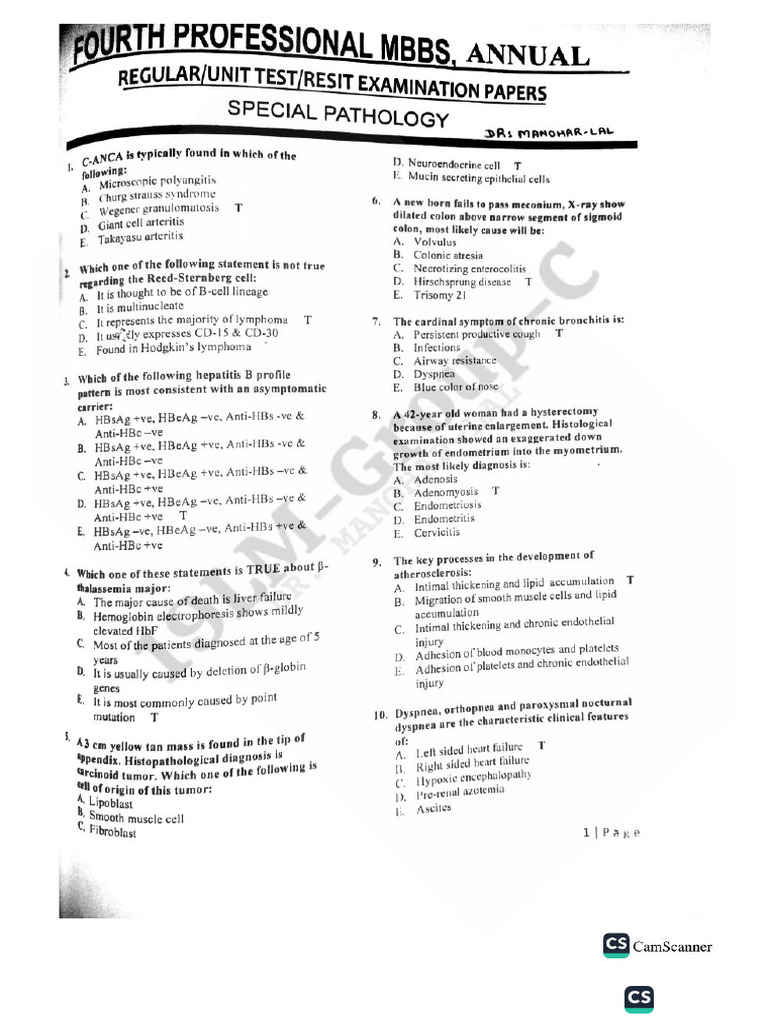 Special Patho Bcqs - Anu | PDF