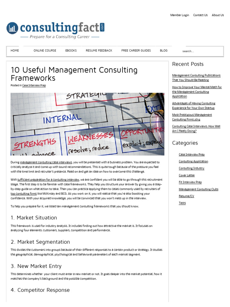 10 Useful Management Consulting Frameworks | PDF