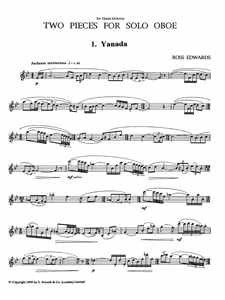 Edwards - Two Pieces For Solo Oboe | PDF