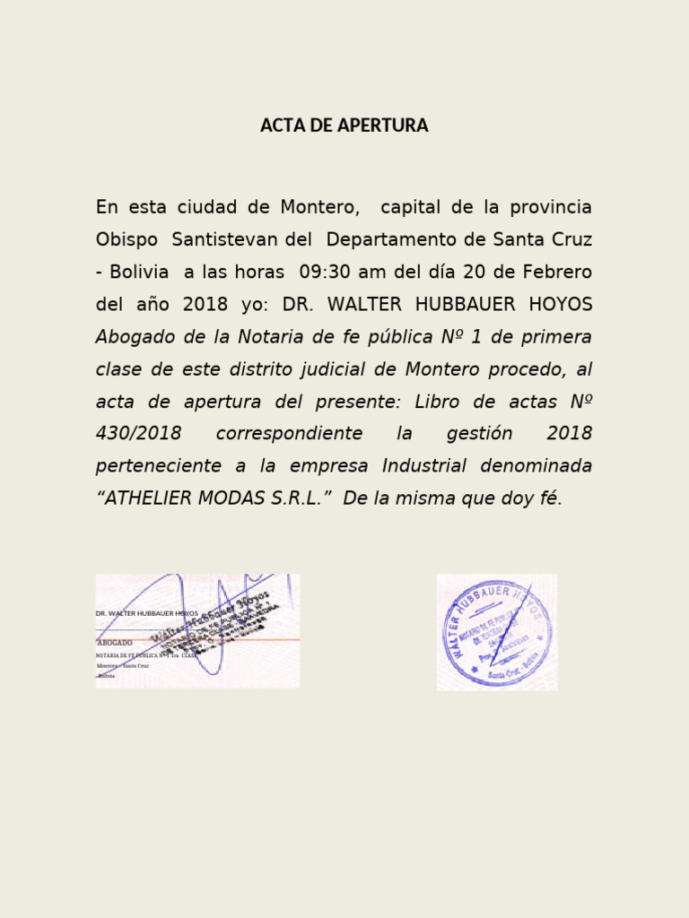 2 .-Acta de Apertura Del Libro de Actas | PDF