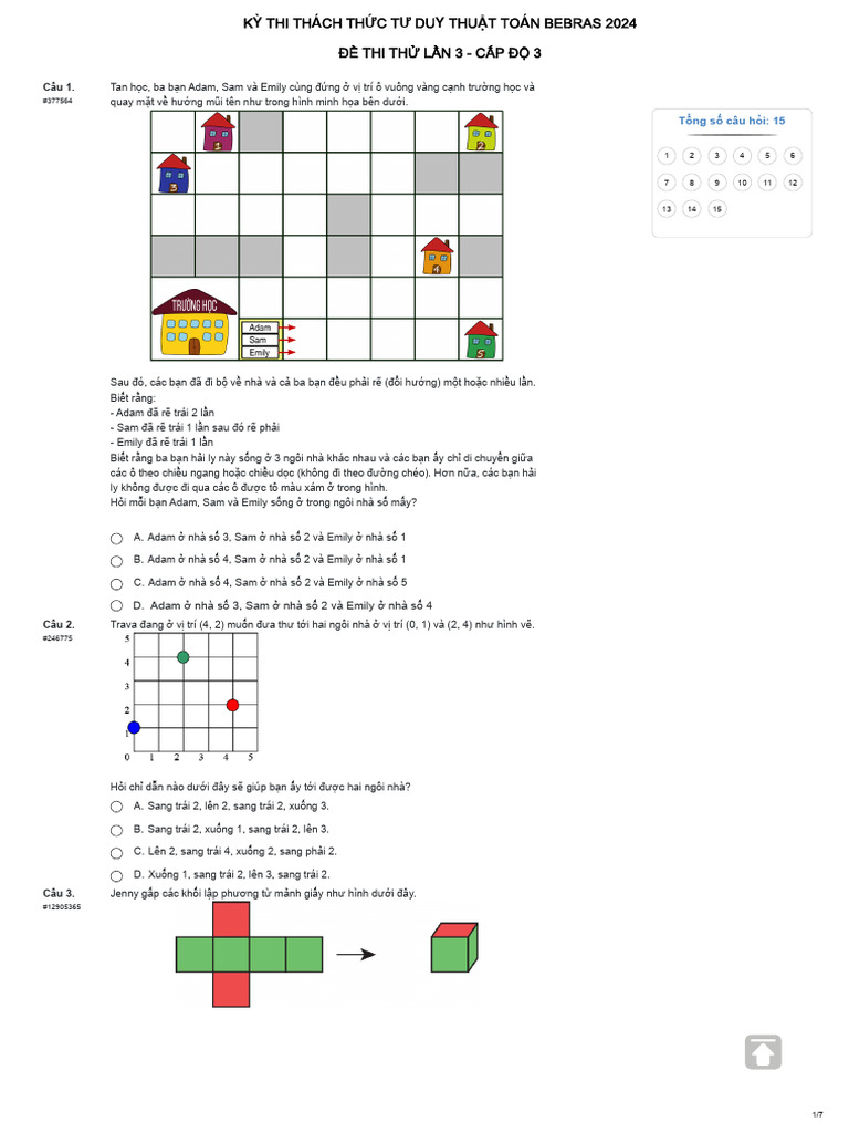 De Thi Thu Lan 3 Bebras Cap Do 2 | PDF