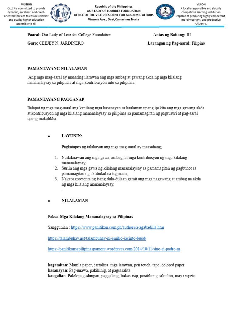 Rodelyn-Lesson-Plan-1 | PDF