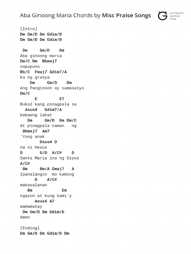 Aba Ginoong Maria Chords | PDF