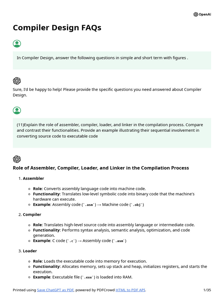 Compiler Design FAQs Starting Units Important Q and A | PDF