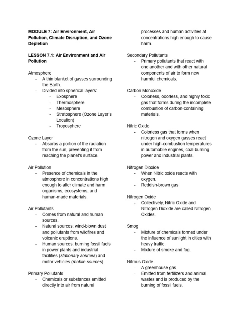 MODULE 7 - Air Environment, Air Pollution, Climate Disruption, and ...