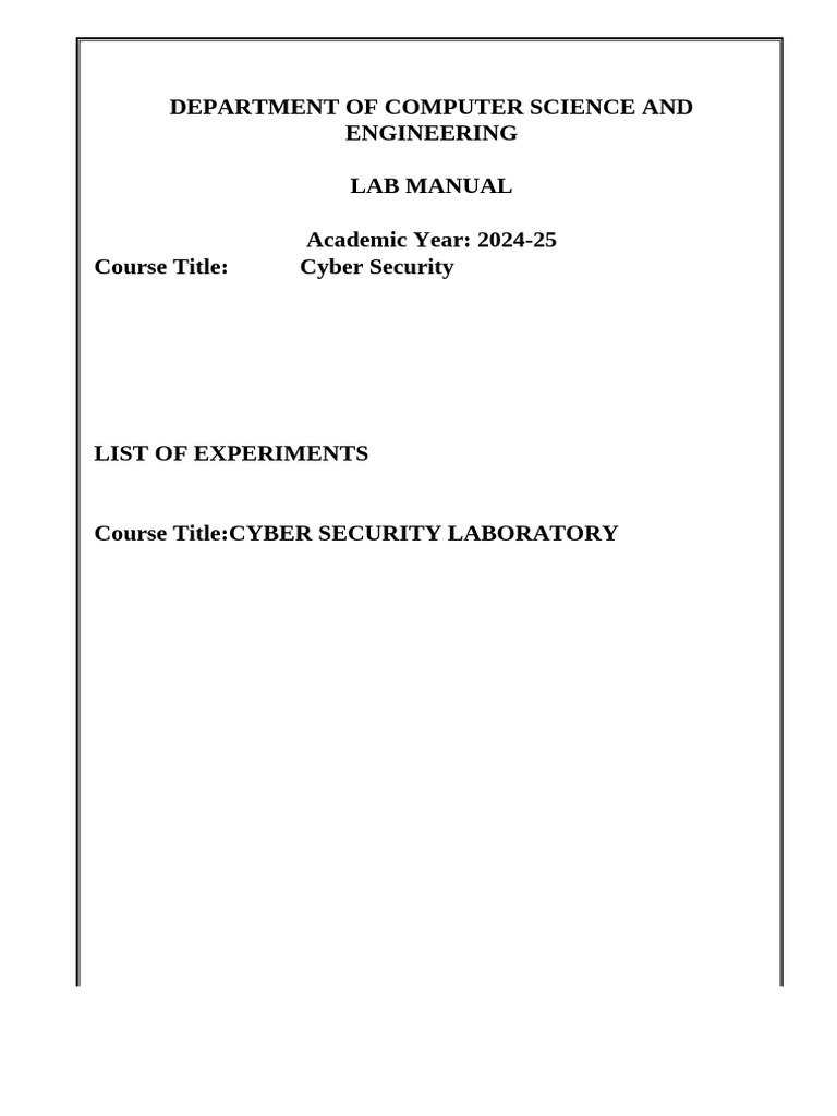 Cyber Security Lab Manual (2024-25) | PDF