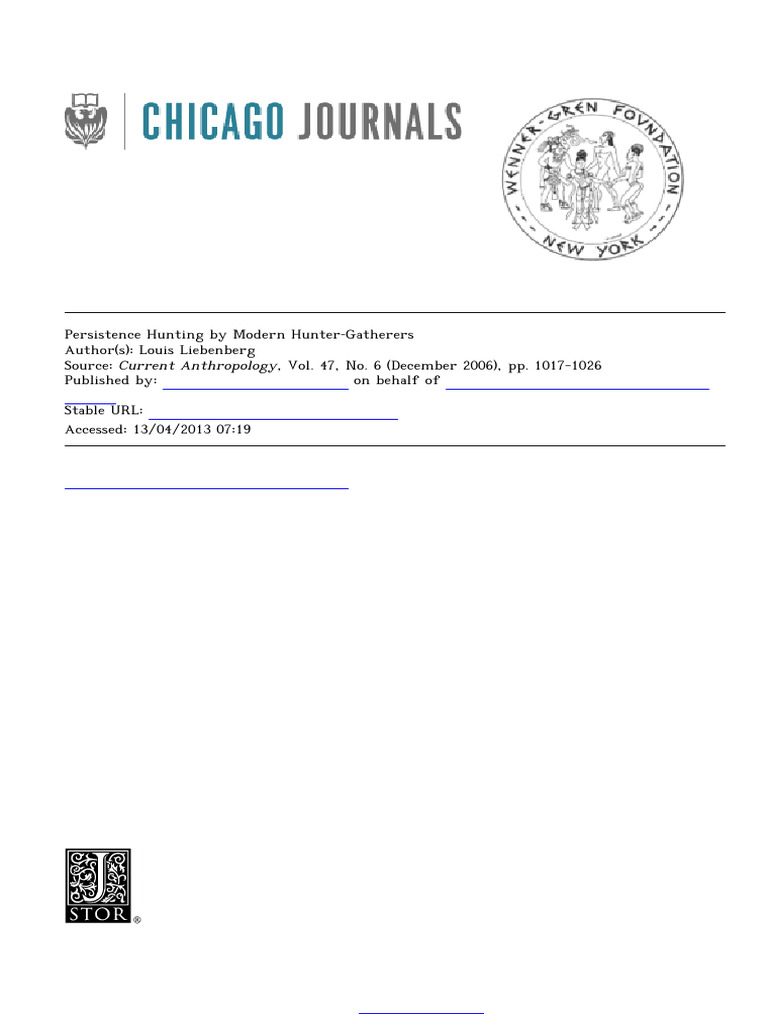 Persistence Hunting by Modern Hunter Gatherers | PDF