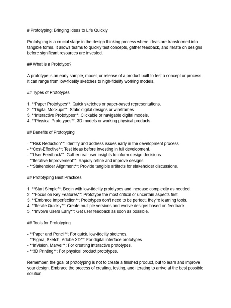 Prototyping_ Bringing Ideas to Life Quickly | PDF