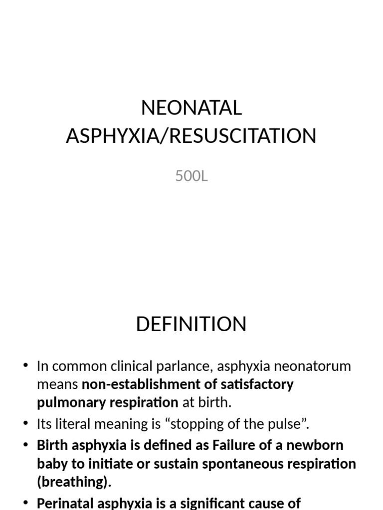 Neonatal Asphyxia 500l | PDF