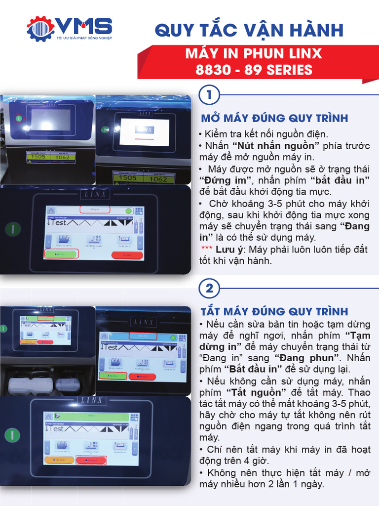 Quy tắc vận hành máy in phun Linx 8830 & Linx 89xx v3 | PDF