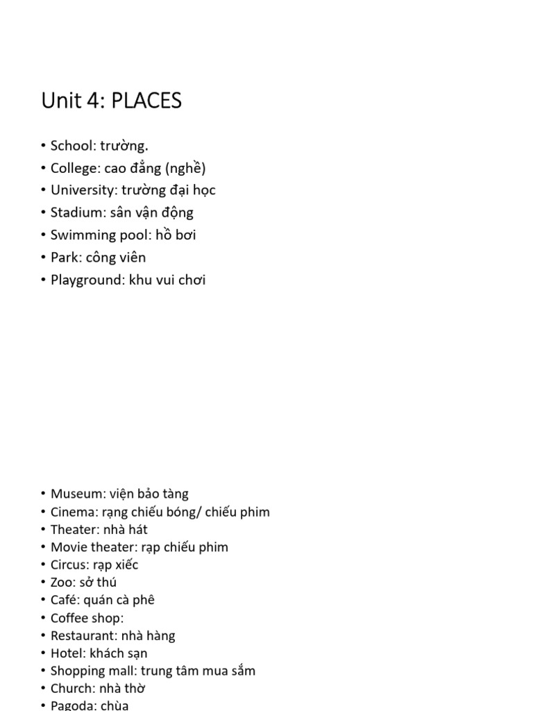 UNIT 4 PLACES -STUDENTS | PDF