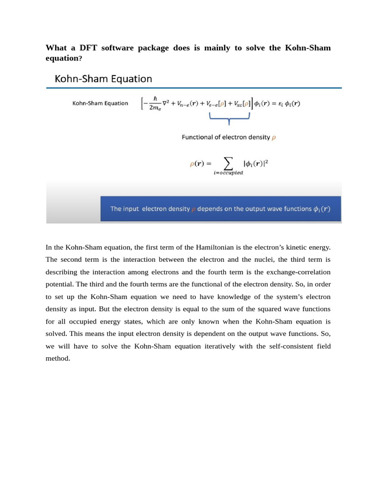 Kohn-Sham Equation | PDF