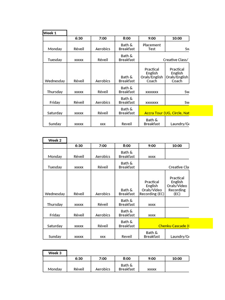 Timetable Vacation Programme 2024 1st Session-1 | PDF