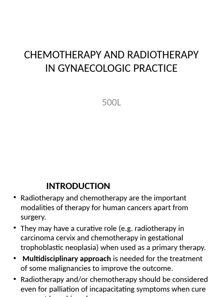 Chemotherapy and Radiotherapy in Gynaecologic Practice 500L | PDF