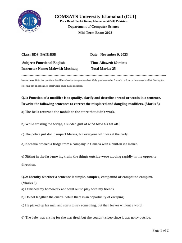 Functional English Paper | PDF