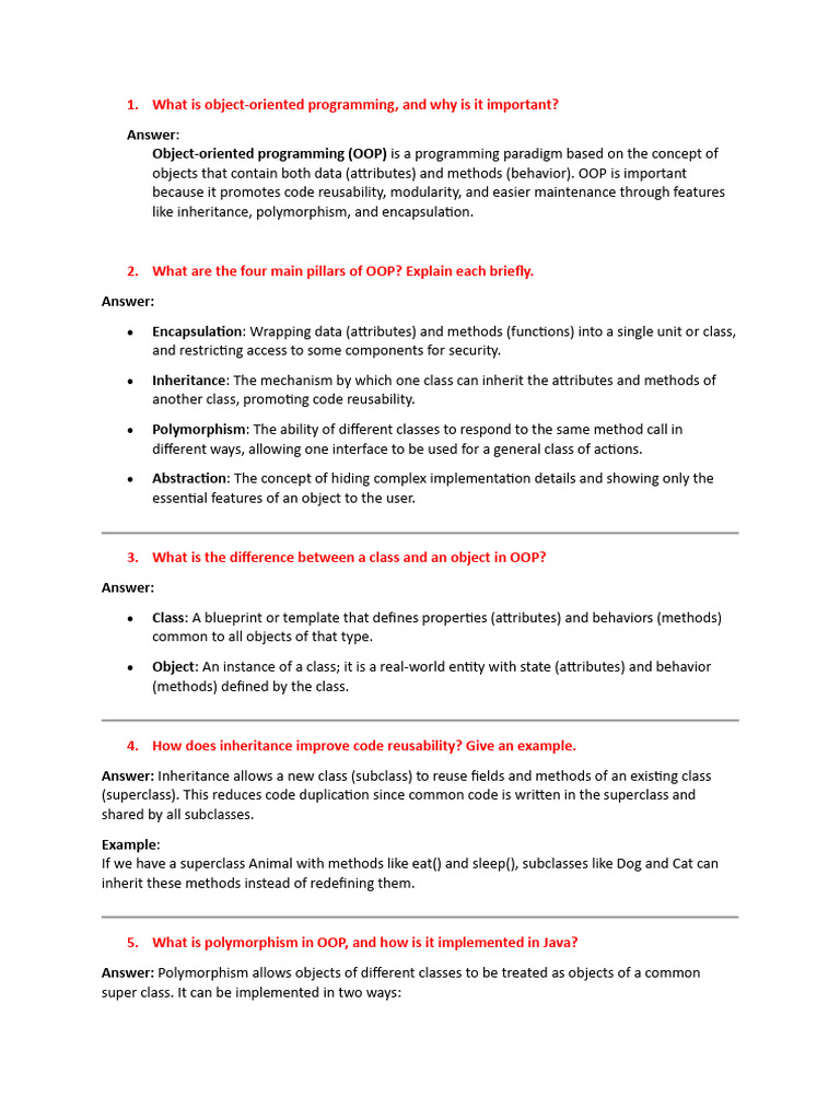 Oops Basics Questions | PDF
