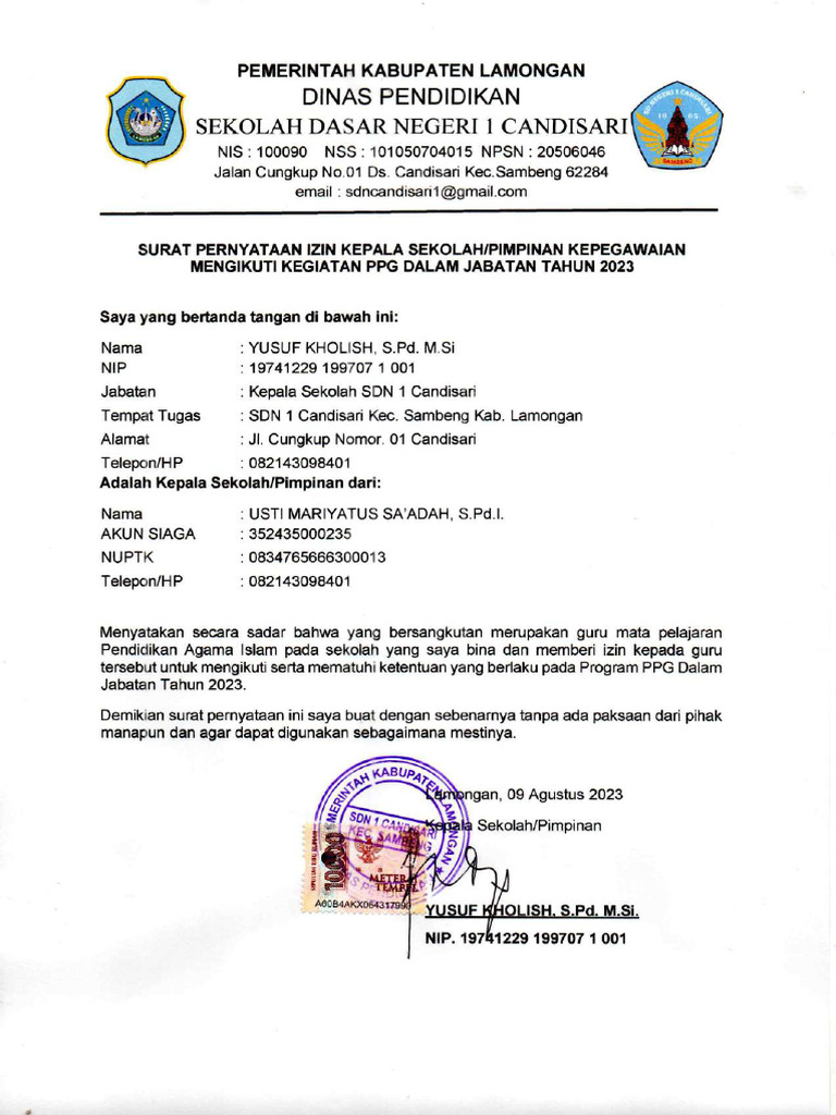 Surat Ijin PPG Usti | PDF