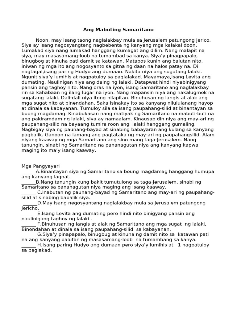 Ang Mabuting Samaritano | PDF