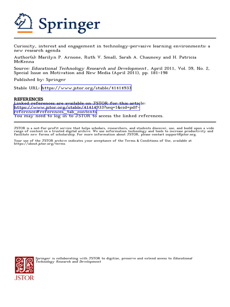 Curiosity, Interest and Engagement in Technology-Pervasive Learning ...