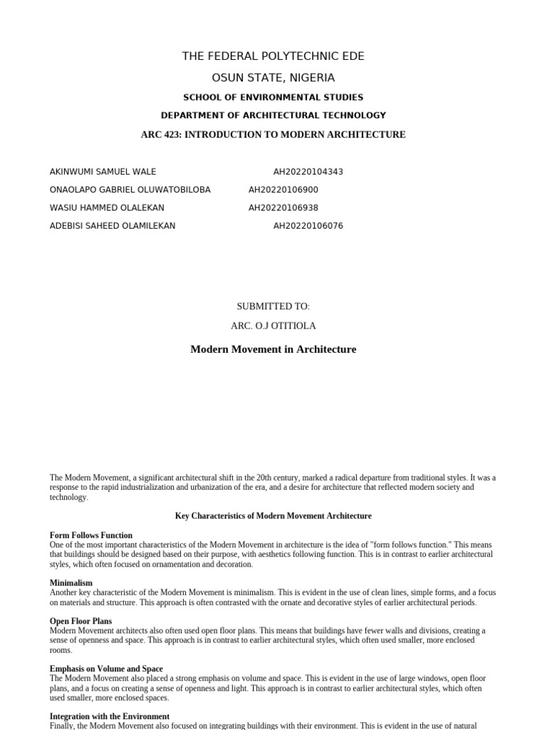 Overview of Modern Architecture Movement | PDF | Minimalism | Style
