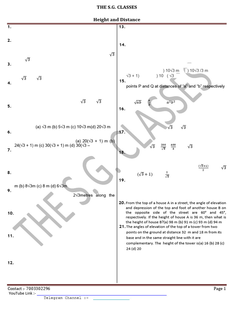 Height and Distance | PDF