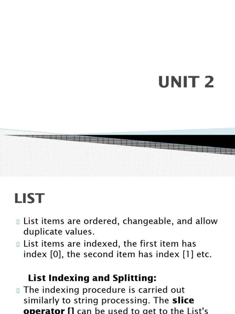 UNIT 2 List | PDF | Control Flow | Computers