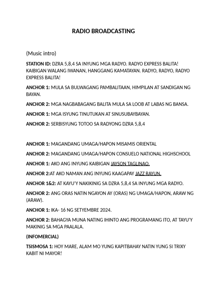 Radio Broadcasting Filipino Category | PDF
