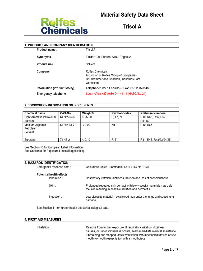 Msds Trisol A | PDF