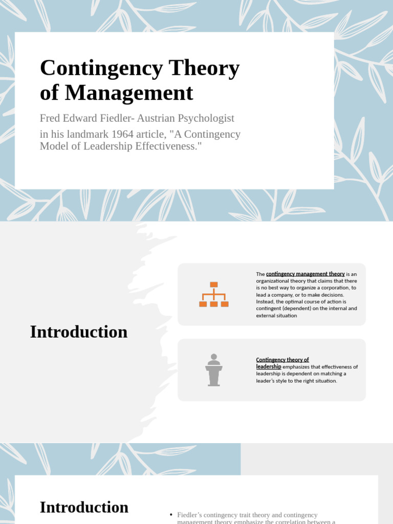 Contingency Theory of Management | PDF