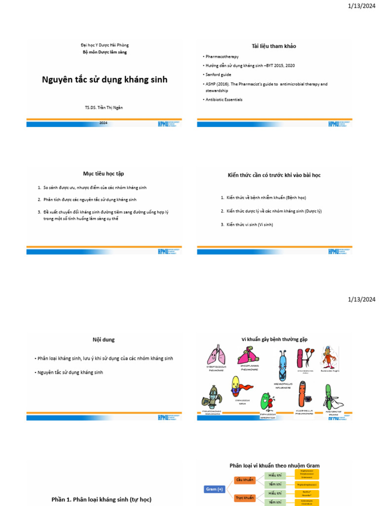 B7. Nguyên Tắc Sử Dụng Kháng Sinh - DLS 2024 | PDF