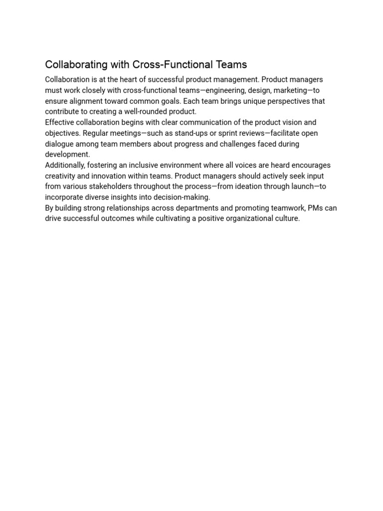 Collaborating With Cross Functional Teams Pdf