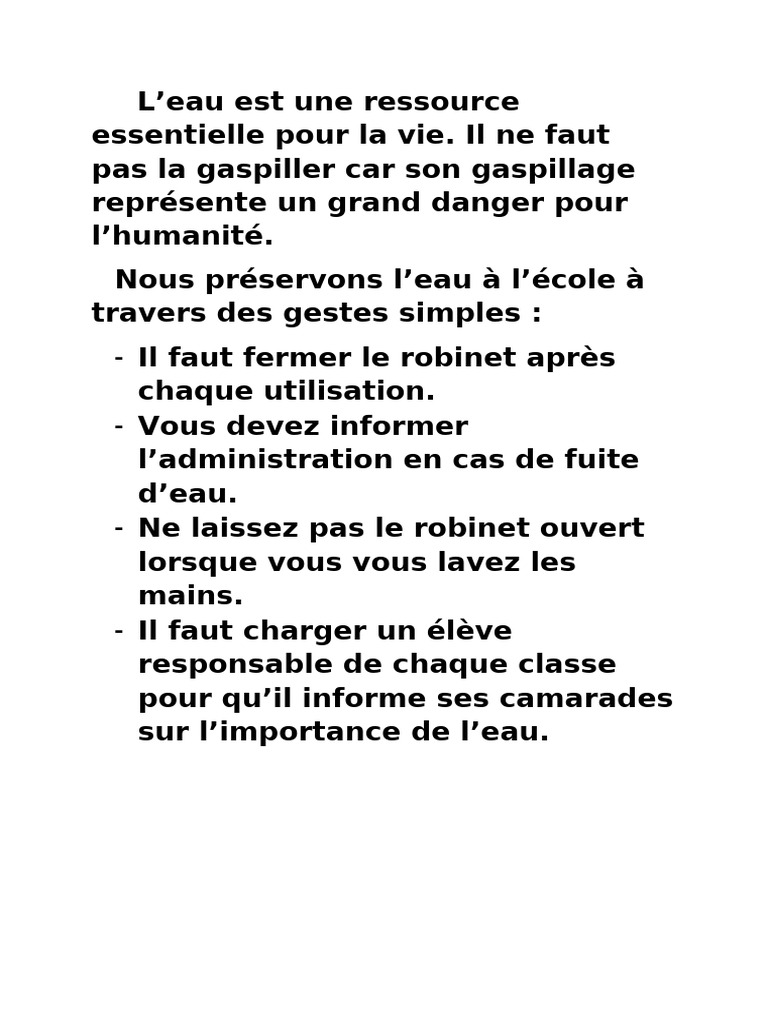 L'Importance de L'eau | PDF