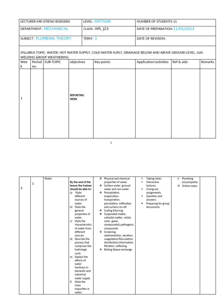 PLUMBING THEORY (APL J23 ) SCHEMES | PDF