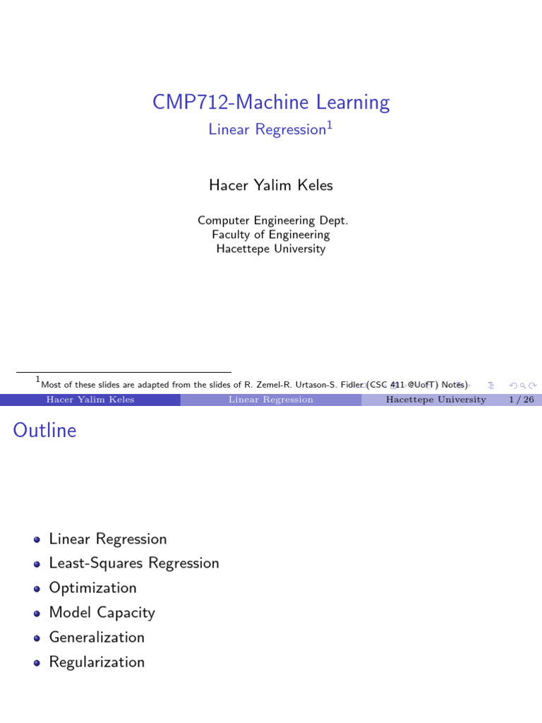 Cmp712 Lec2 1 Linearregression Pdf