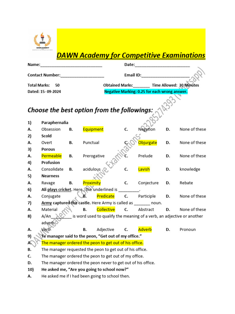 T 7 - Answer Key - Asst Weekly Test Dated 15-09-2023 | PDF | Earth | Verb