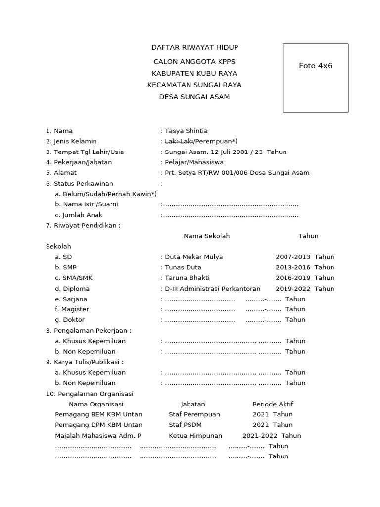 00 Daftar Riwayat Hidup KKR | PDF