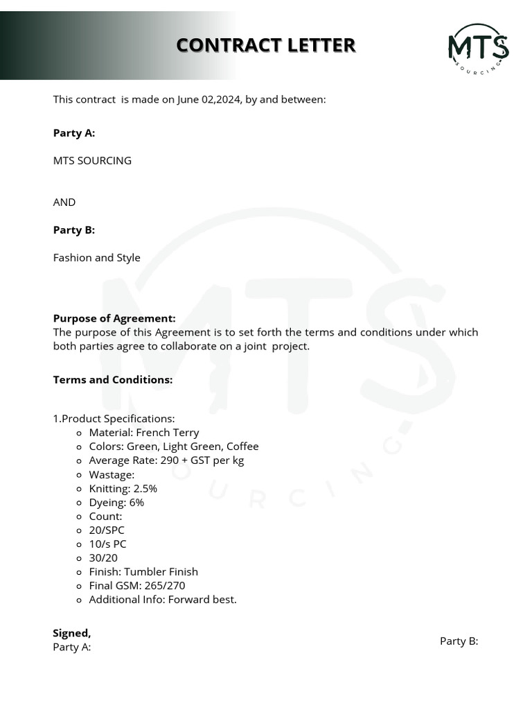 Contract MTS-Fashion STyle | PDF