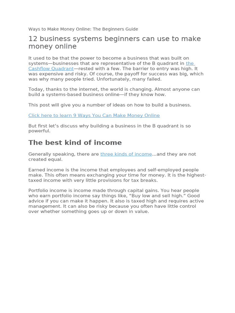 12 Business Systems Beginners Can Use To Make Money Online: The Best ...