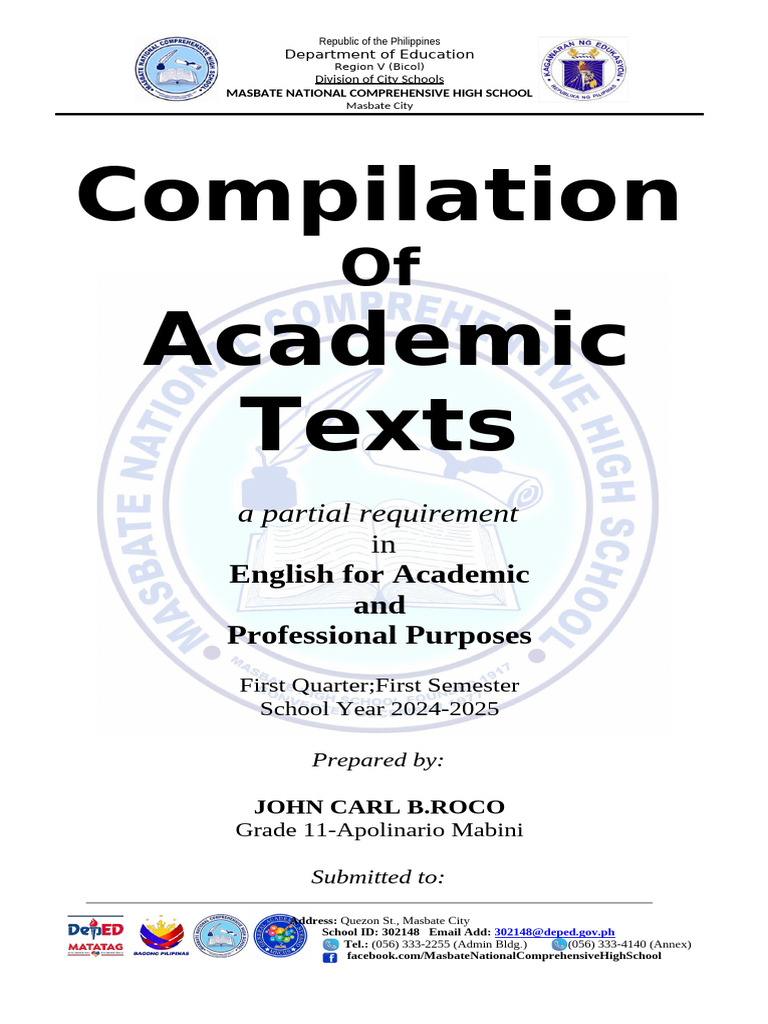 Sample of Compilation of Academic Texts | PDF