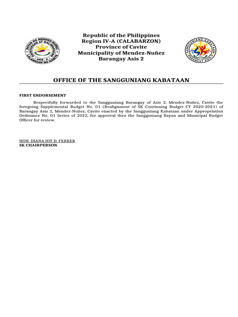 3_8 First Endorsement_Reso 1 | PDF