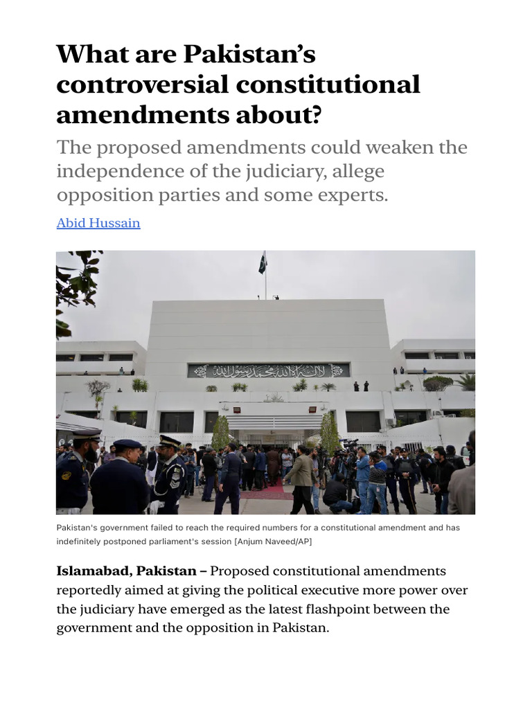 What Are Pakistan's Controversial Constitutional Amendments About ...