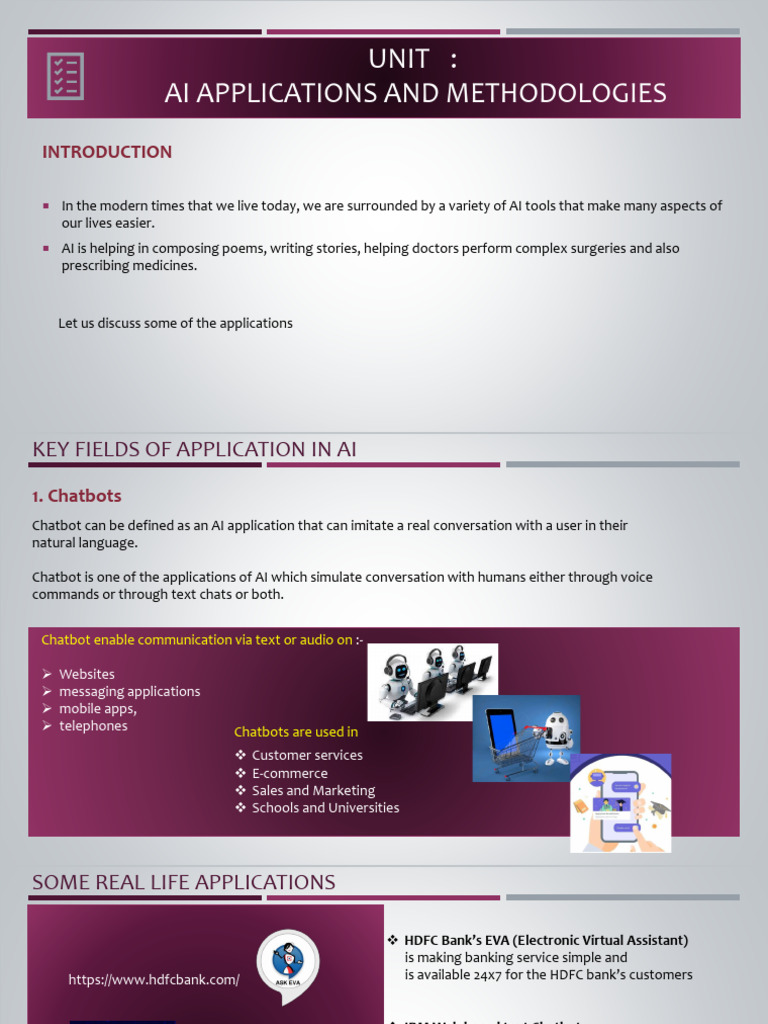 Unit: Ai Applications and Methodologies | PDF