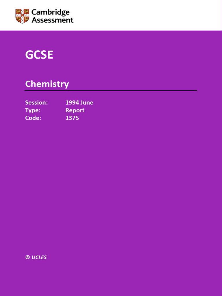 1994j Chemistry Gcse Report | PDF