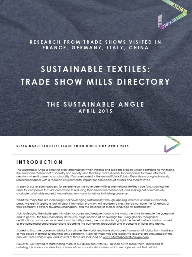 Trade Show Report TheSustainableAngle April2015 Final Lock2 | PDF